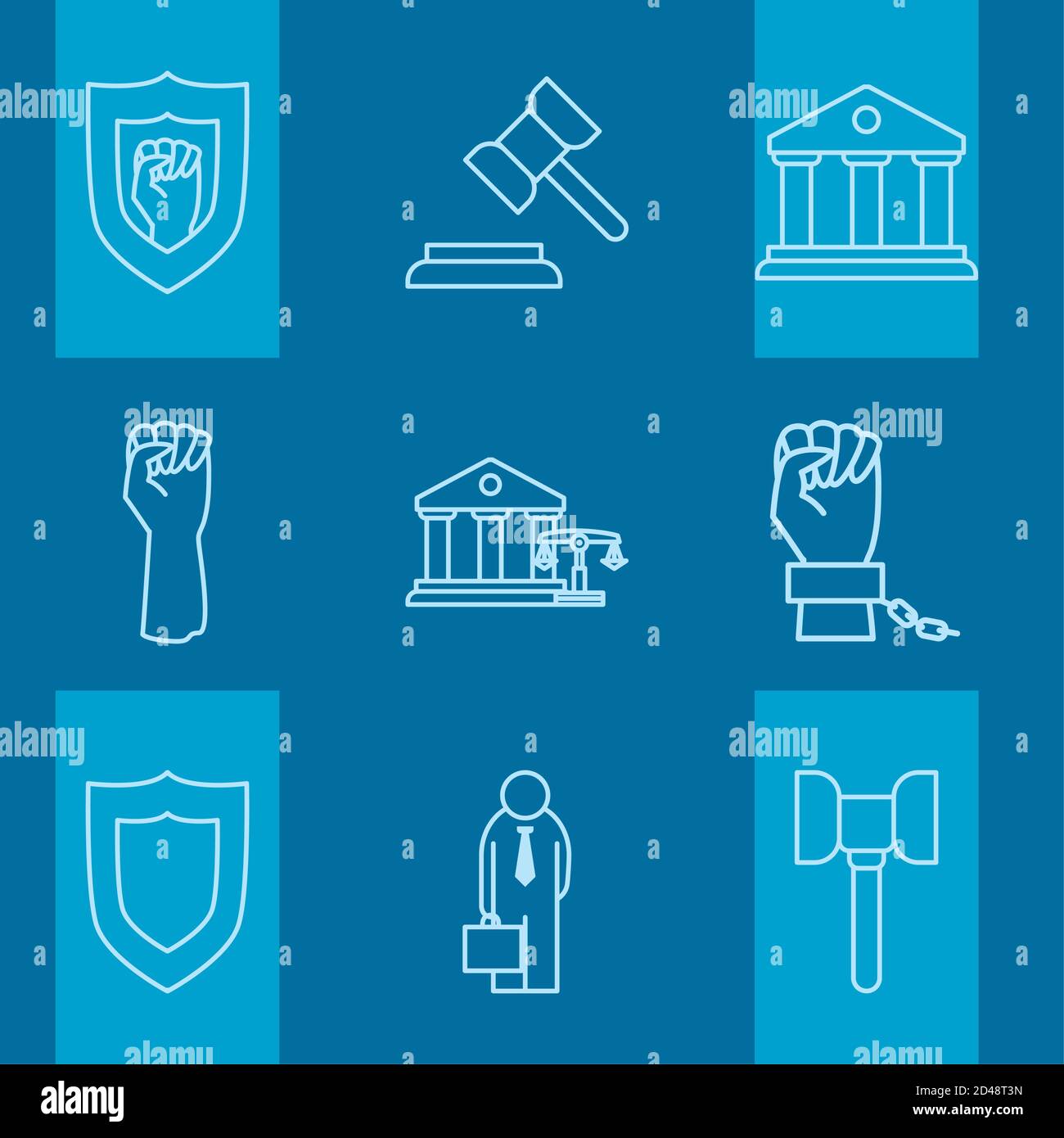 human rights line style icon set design, justice legal and law theme ...