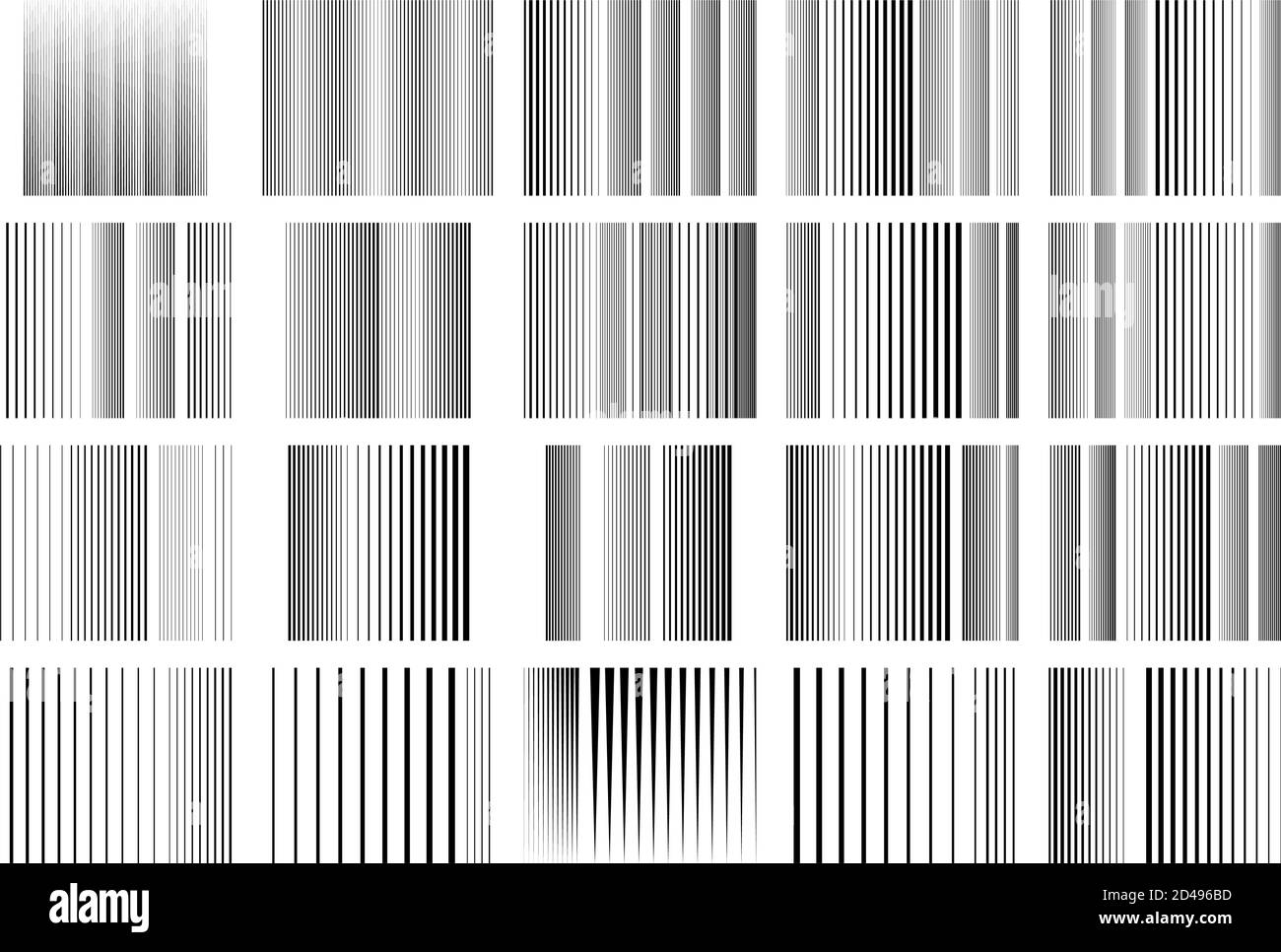 Halftone vertical straight, parallel and random lines, stripes pattern ...