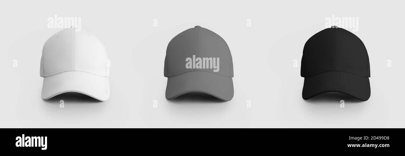 White, gray, black cap mockup isolated on background for design and ...