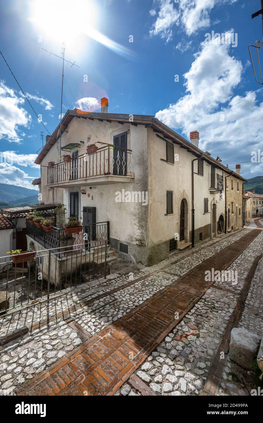 Ancient medieval Italian village with houses built with stones ...