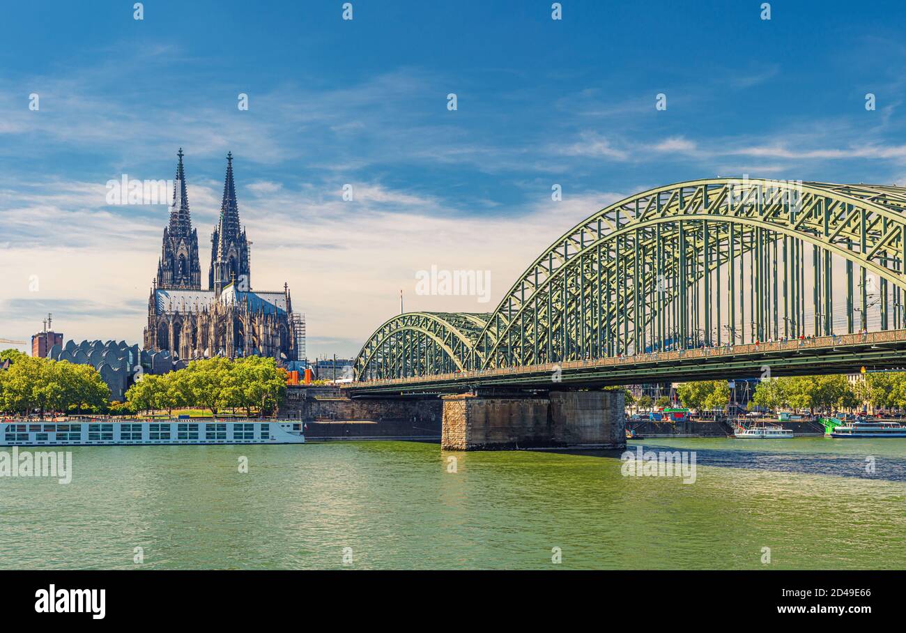 Cologne cityscape of historical city centre with Cologne Cathedral ...