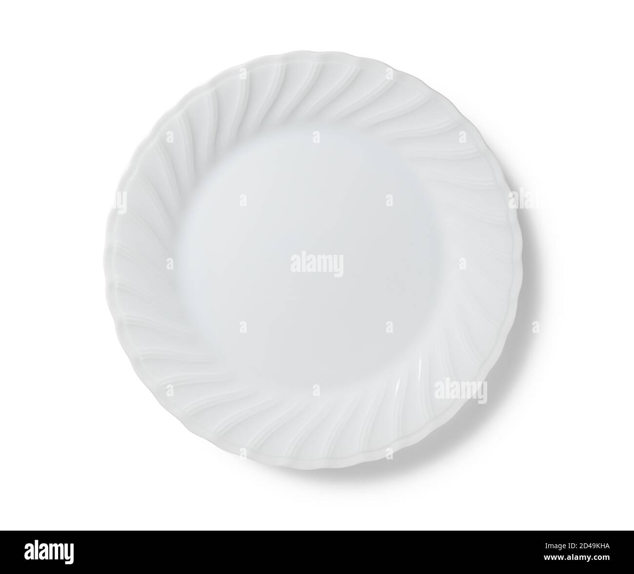 Taking a bird's eye view of a white plate placed on a white background ...