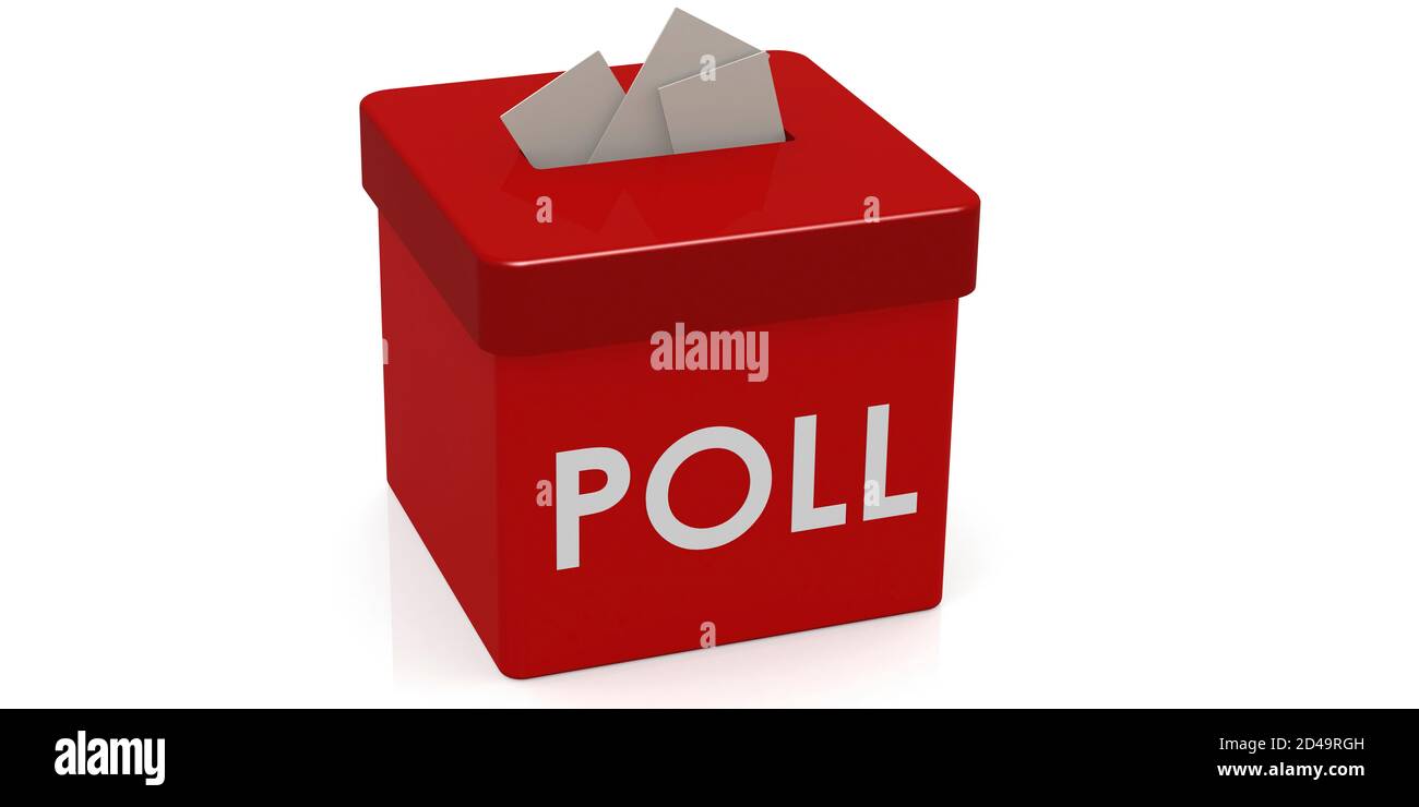 Red poll box isolated on white background, 3D rendering Stock Photo - Alamy