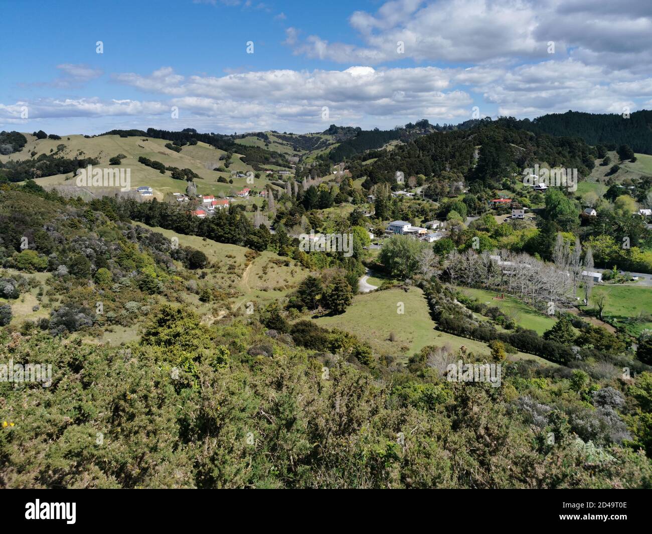 AUCKLAND, NEW ZEALAND - Oct 03, 2020: Aerial view of Puhoi village from ...