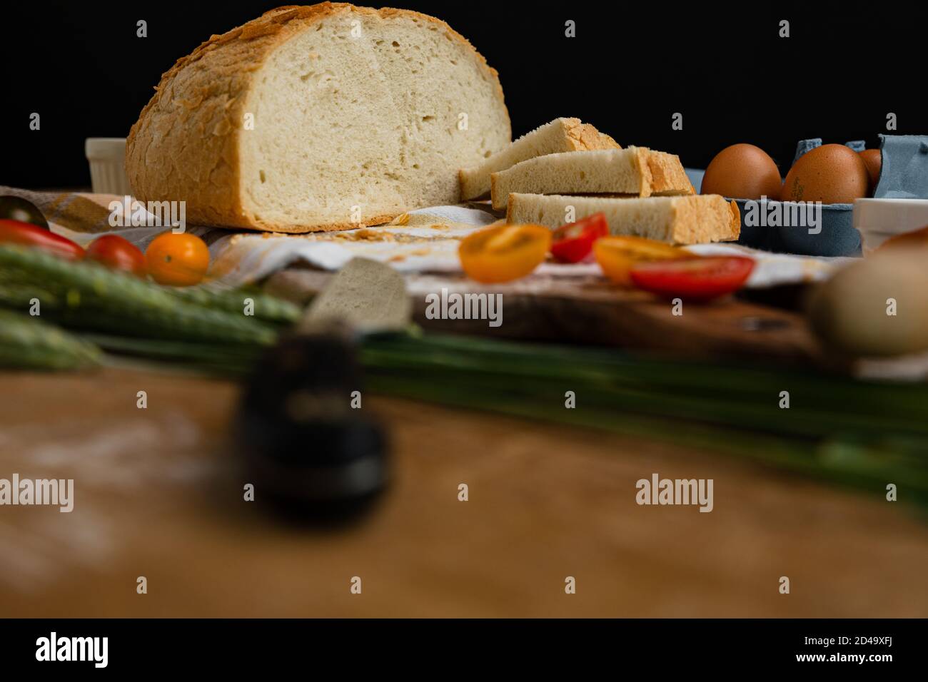 Bakery - gold rustic crusty loaves of bread. Still life captured from ...