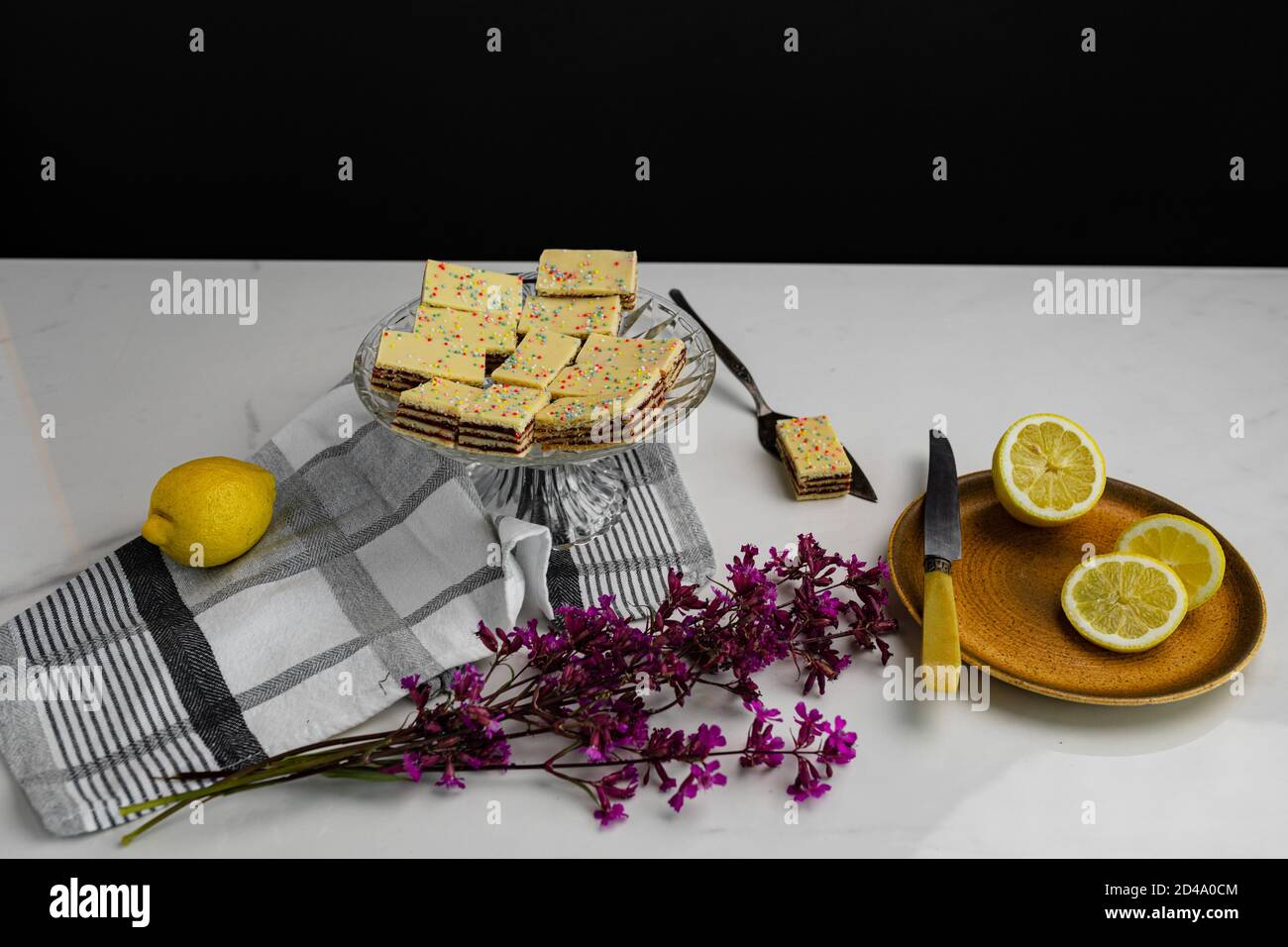 Demon cakes placed on a glass plate. Delicious dessert arrangement ...