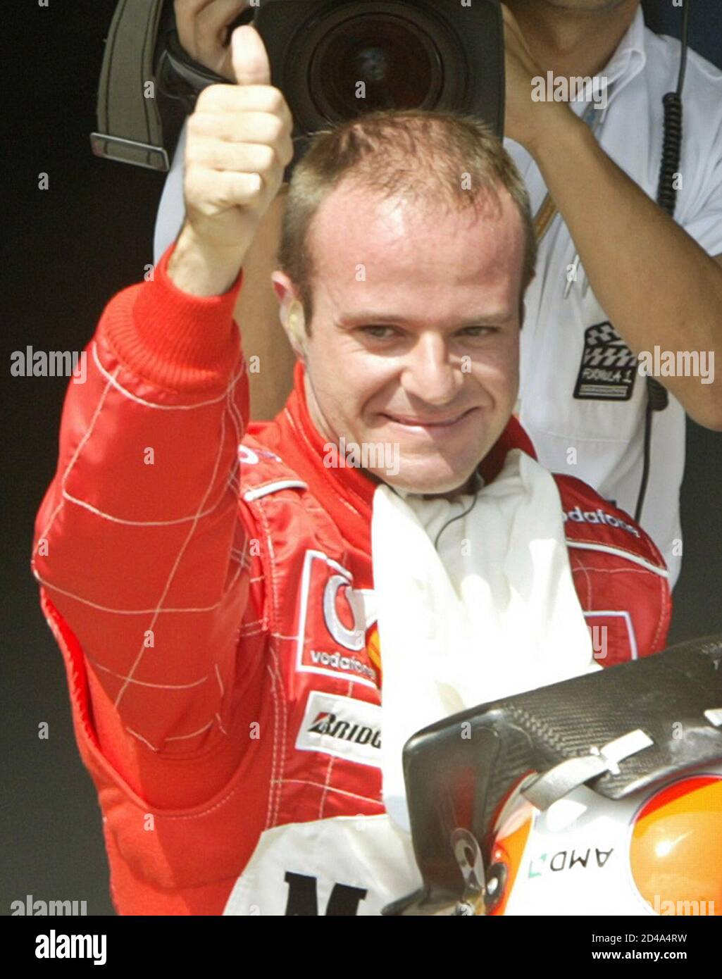 Ferrari driver rubens barrichello celebrates hi-res stock photography ...
