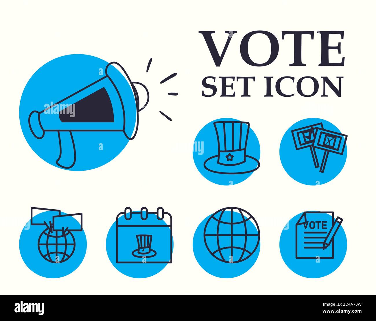 Vote line style set icons design, President election government and ...