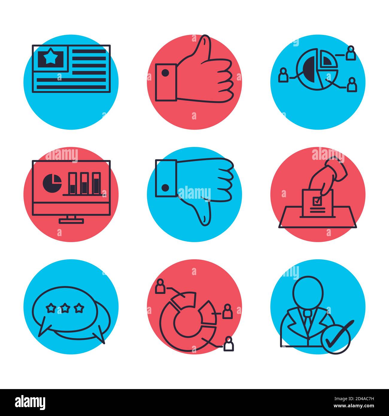 Vote line style icons group design, President election government and ...
