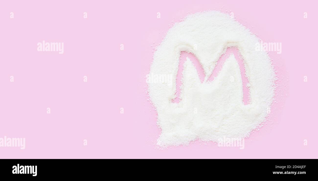 Collagen white powder. Pastel color background. Health product Stock ...