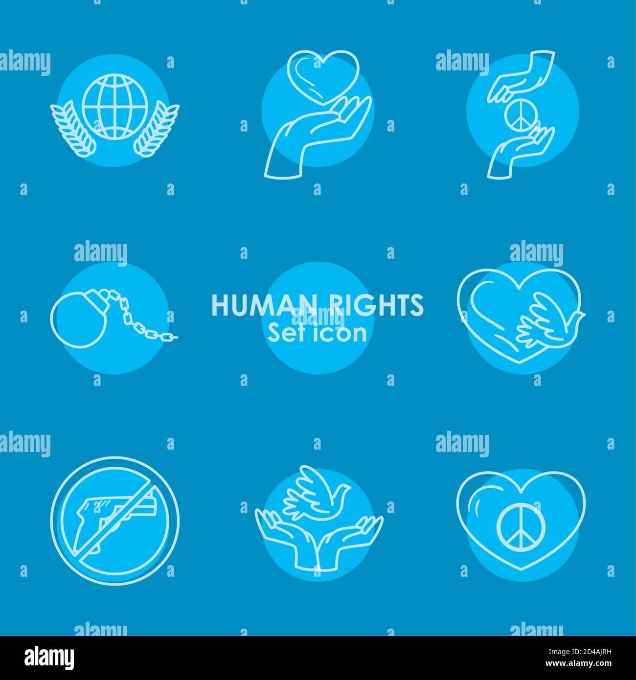 human rights line style symbol set design, justice legal and law theme ...