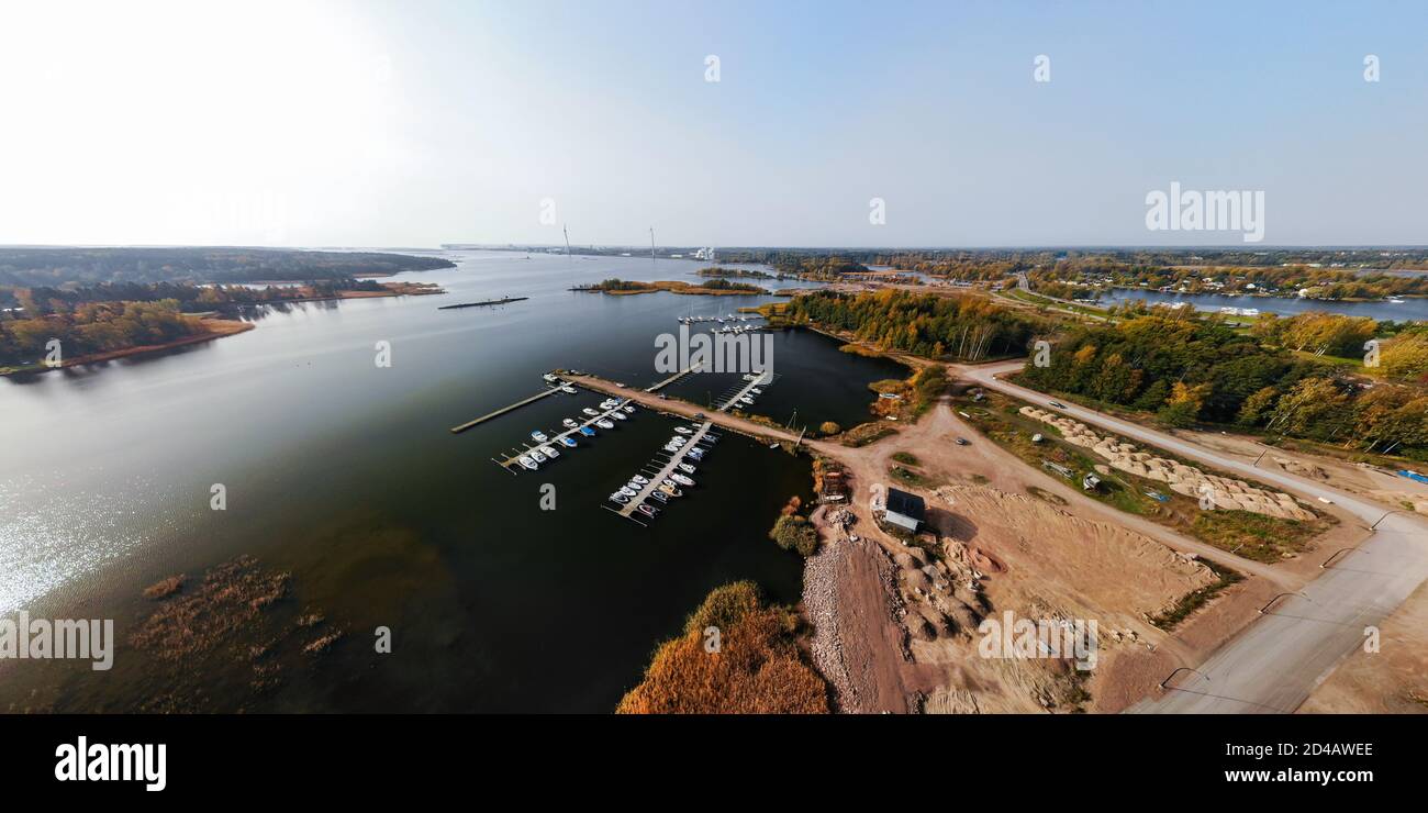 Aerial panoramic autumn view of old Hamina city, Finland Stock Photo ...