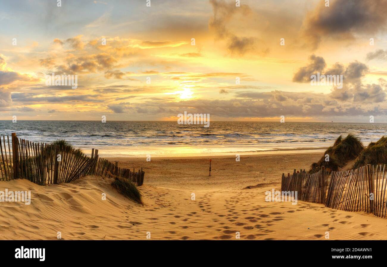 Sunset at Formby Point Stock Photo - Alamy