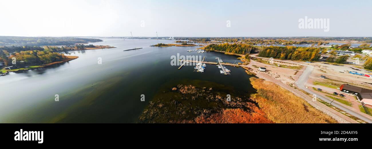 Aerial panoramic autumn view of old Hamina city, Finland Stock Photo ...