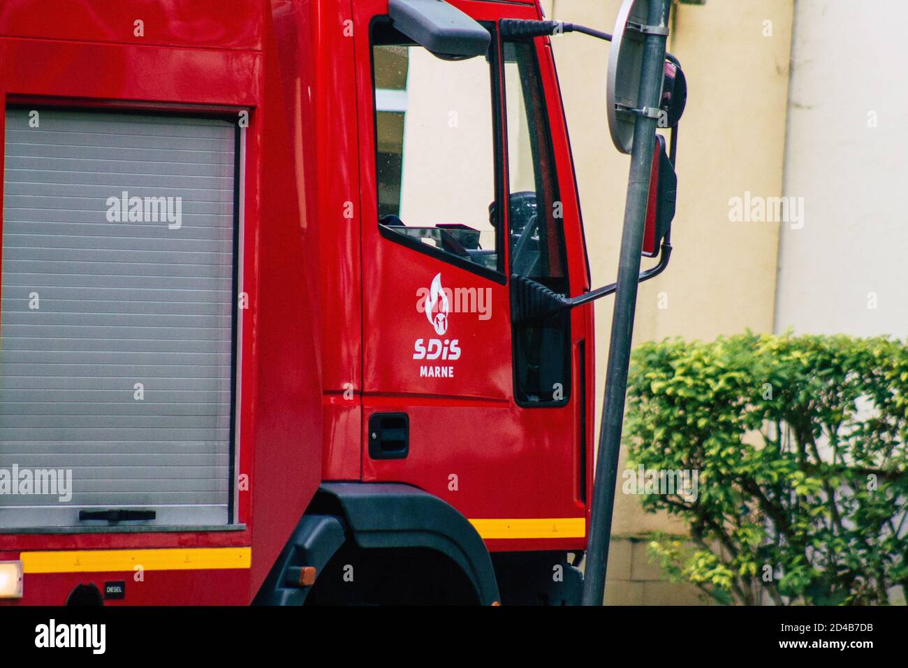 Reims France October 08, 2020 View of a French fire engine in ...