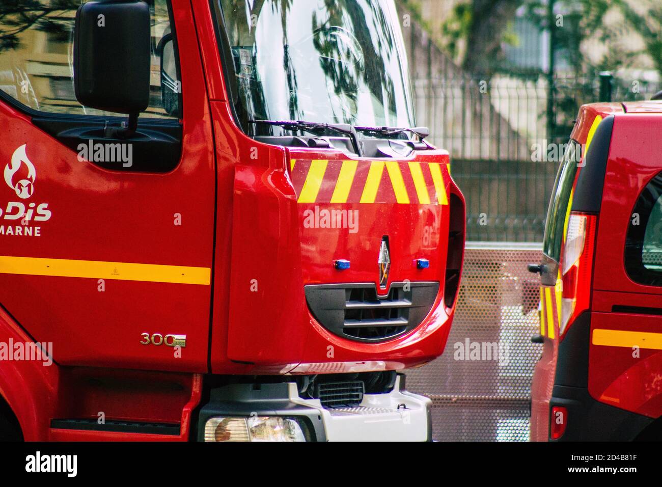 Reims France October 08, 2020 View of a French fire engine in ...