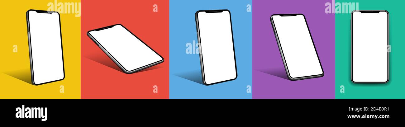 Phone Cell Smart Mobile 3D Device Mockup. Many angles of a Phone, Cell ...