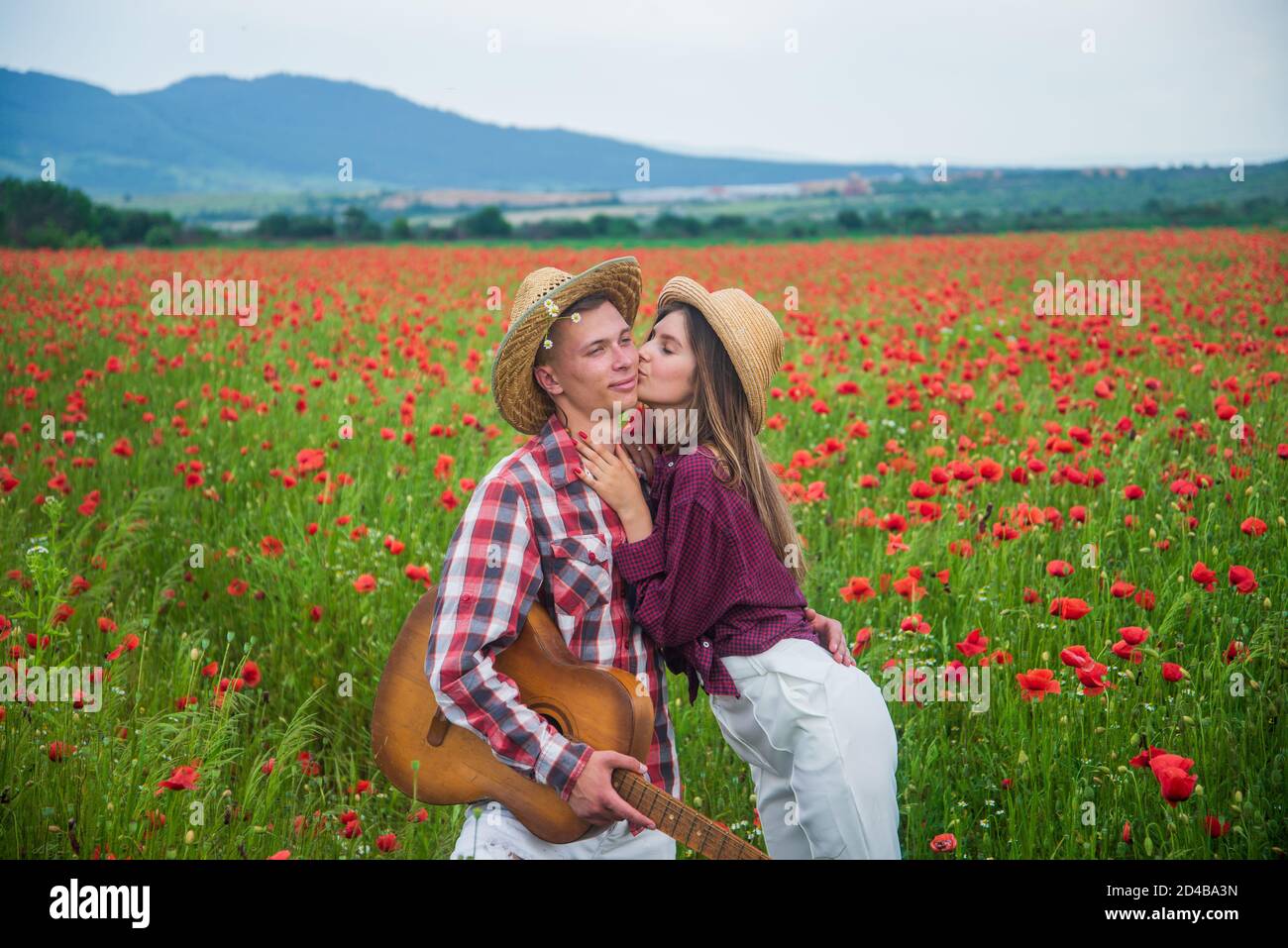 Passionate love. summer vacation. happy family. country music. spring ...