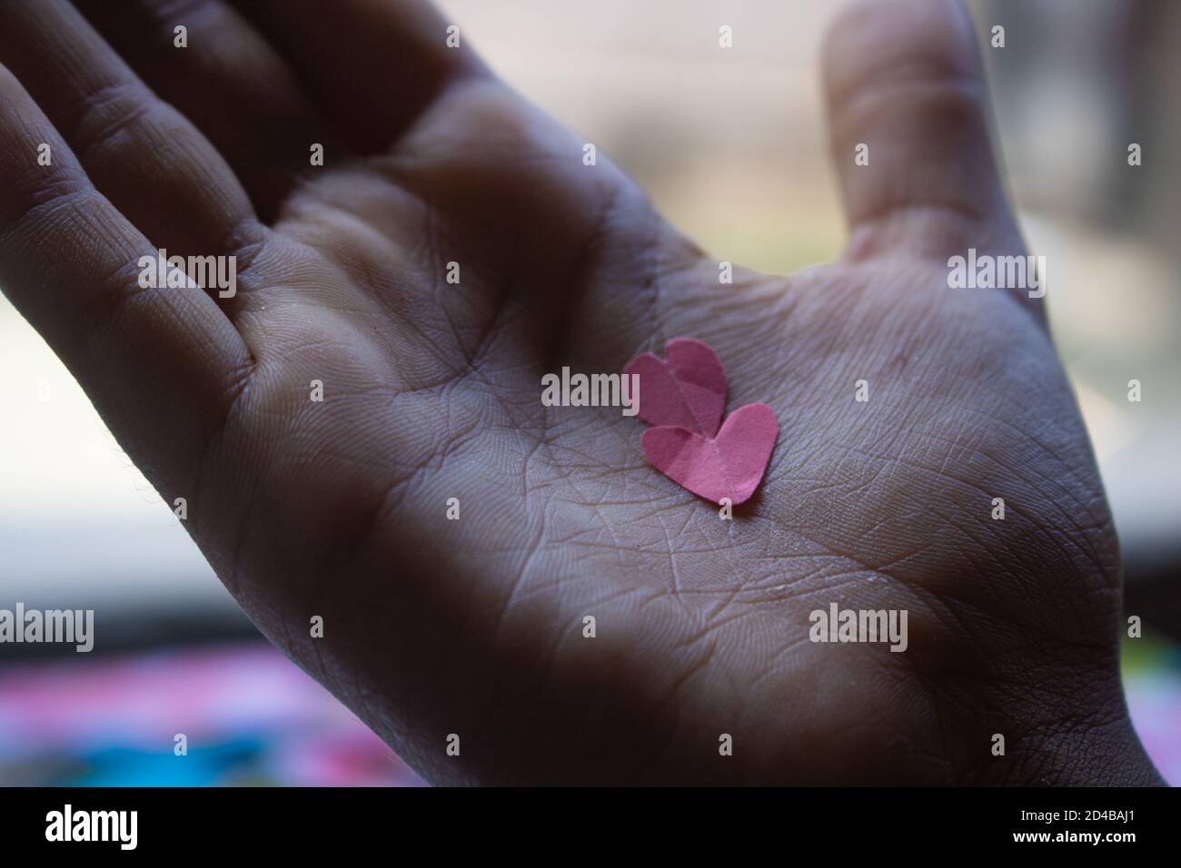 Hands of Love. Kids hands gently holding the heart. Pink background ...