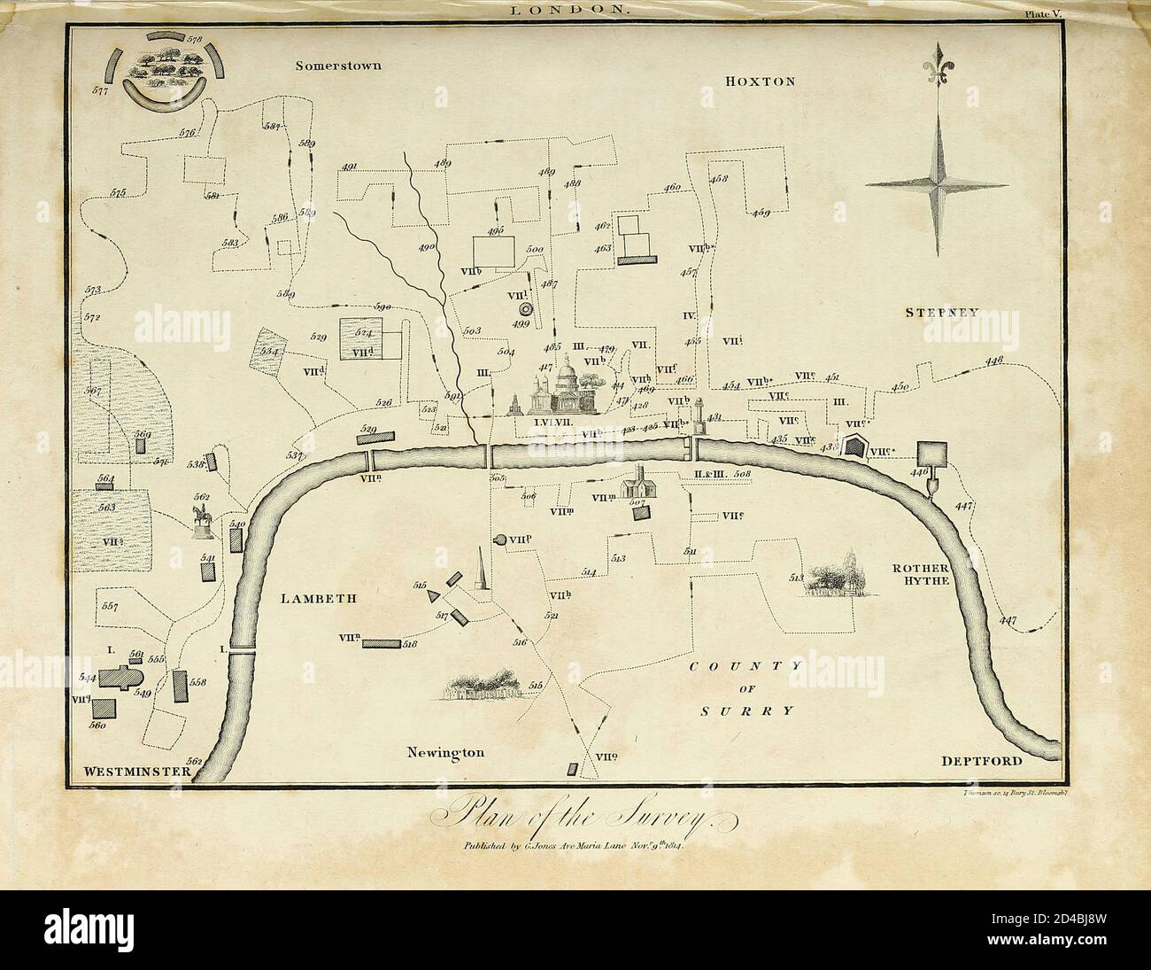 Map history london thames hi-res stock photography and images - Alamy