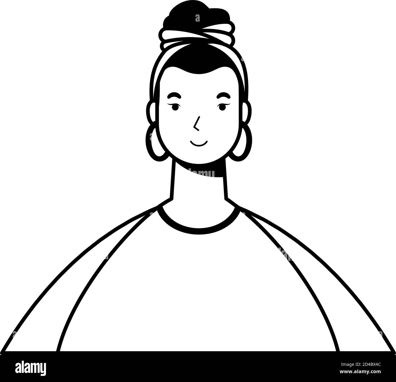 young woman female avatar character line style vector illustration ...