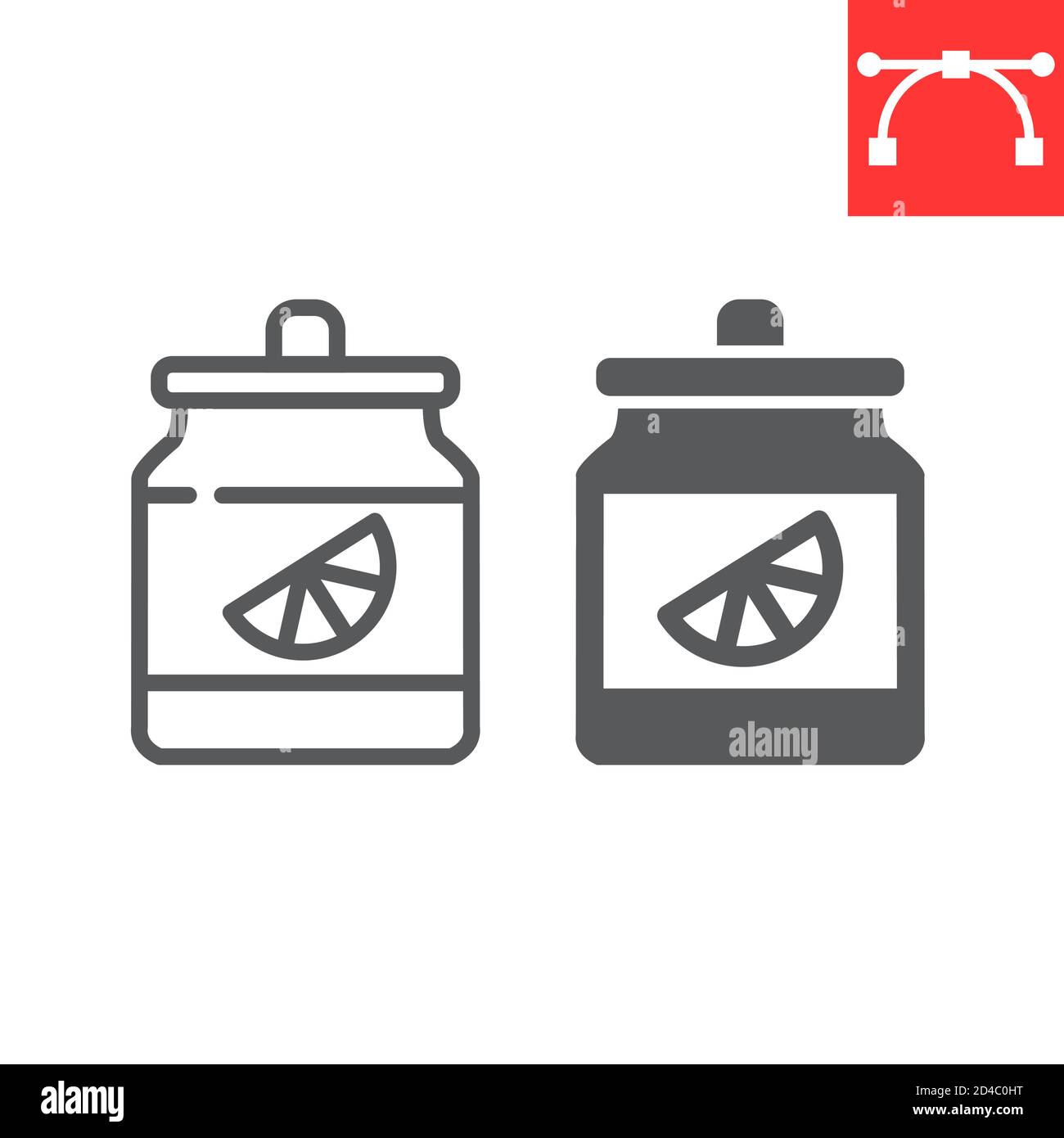 Orange jam jar line and glyph icon, dessert and deliciois, jam sign ...