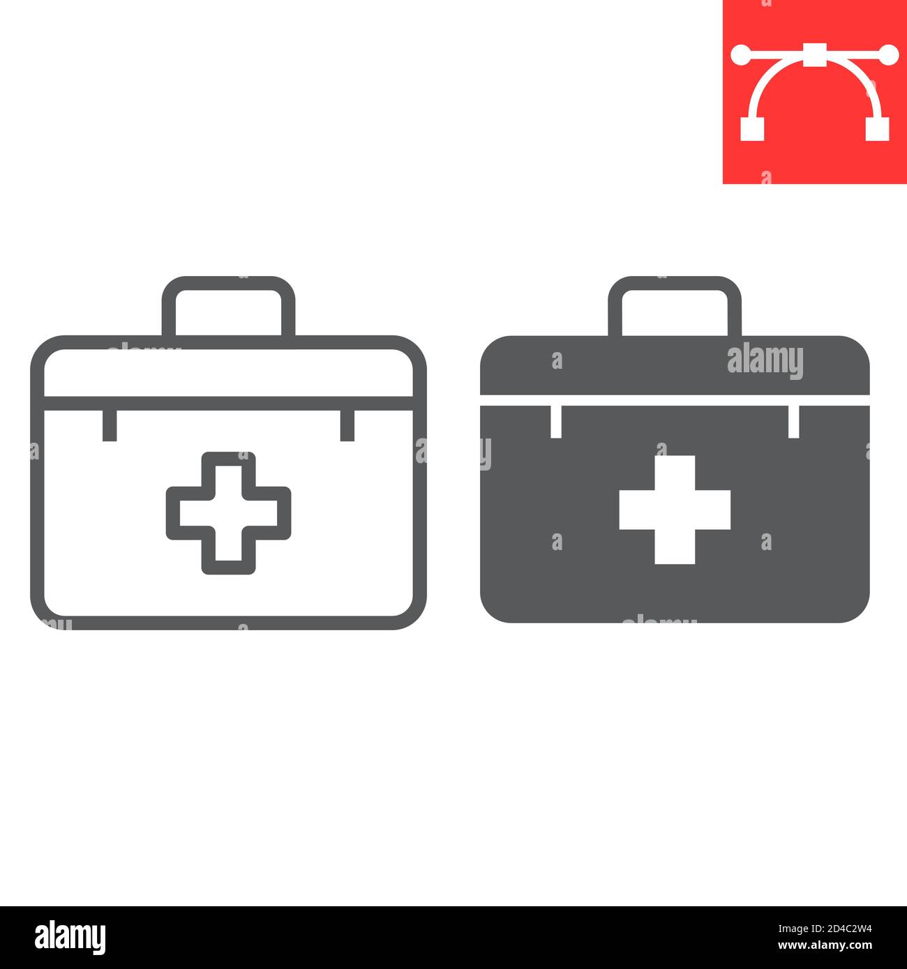 First aid kit line and glyph icon, emergency and medical bag, first aid ...