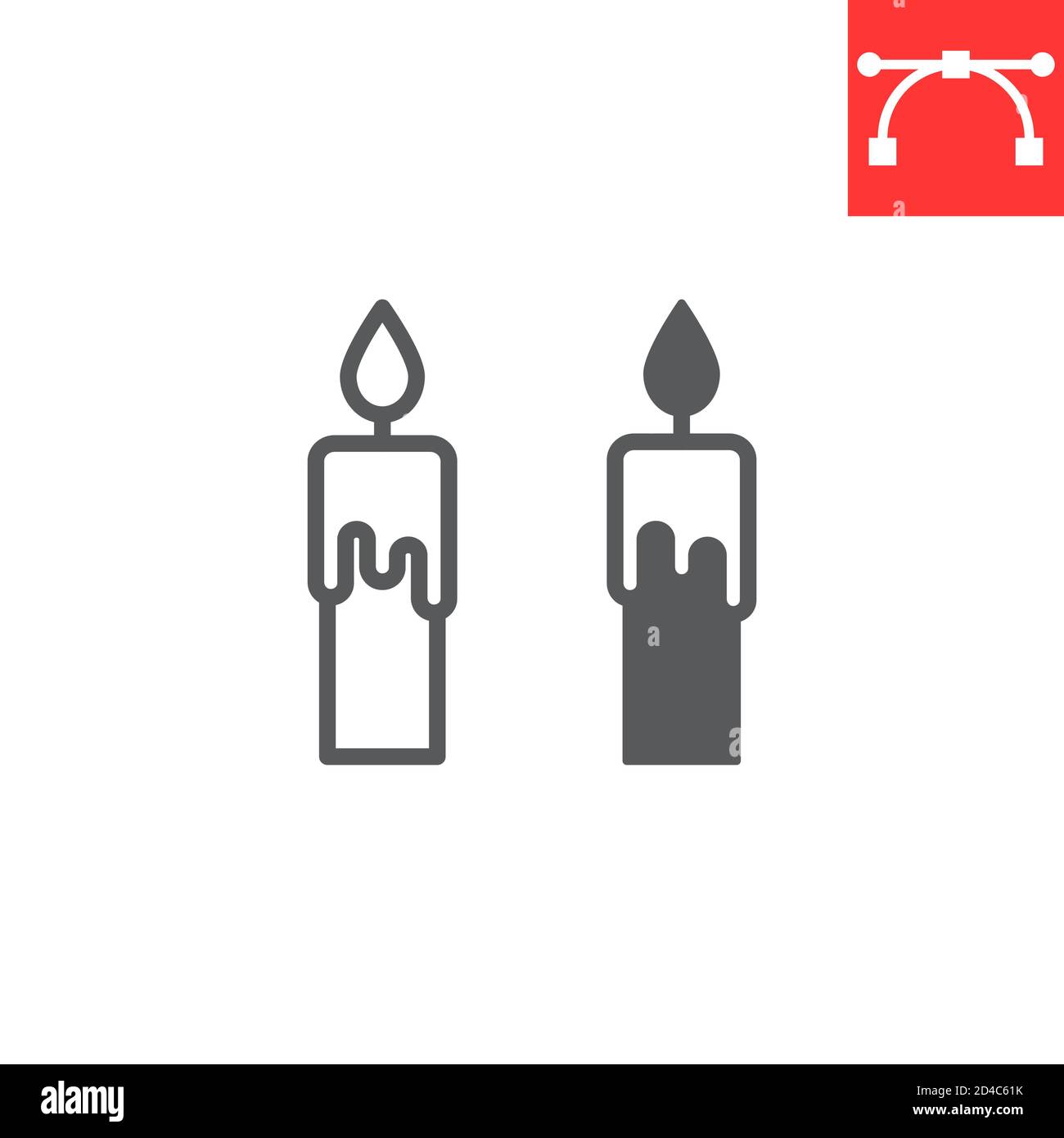 Candle line and glyph icon, thanksgiving and christmas, candle sign ...