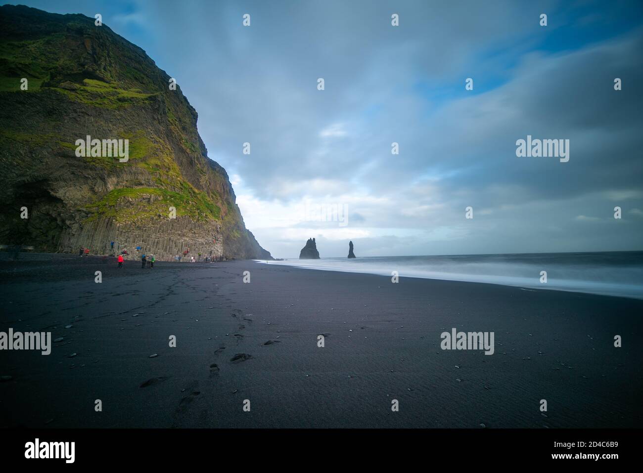 The cliffs by the township of Vik in Iceland Reynisdrangar basalt sea ...