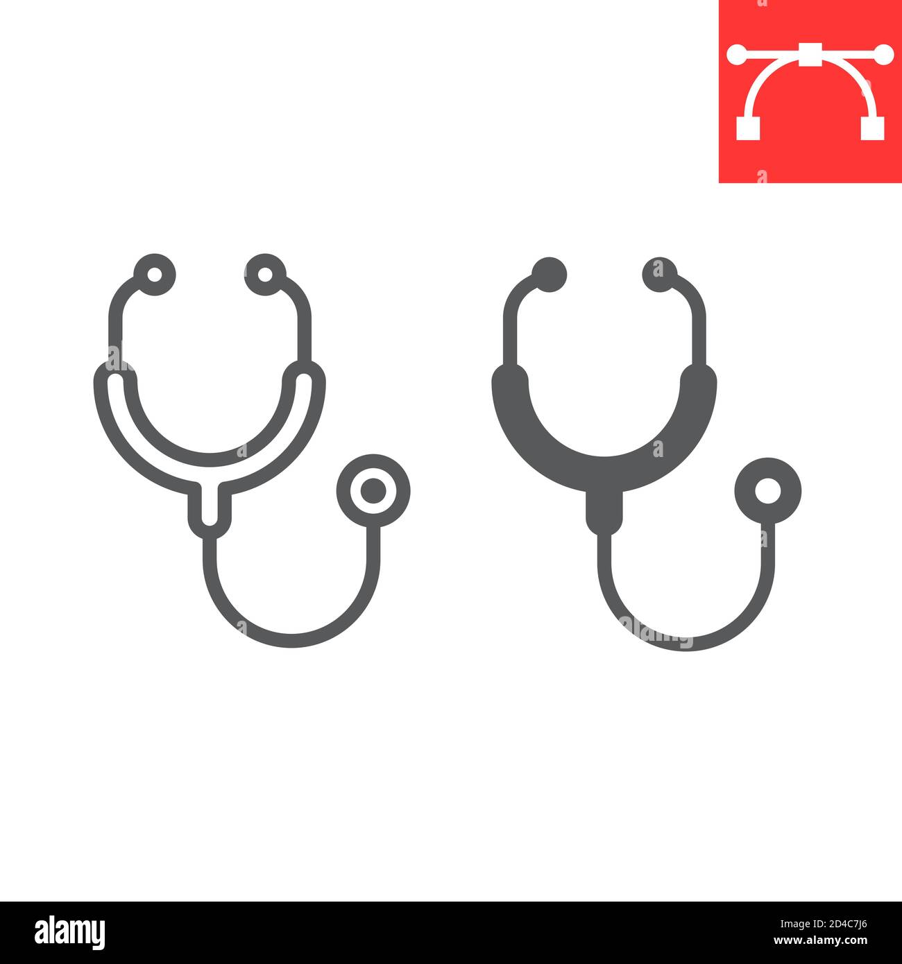 Stethoscope line and glyph icon, medical and doctor, physical ...