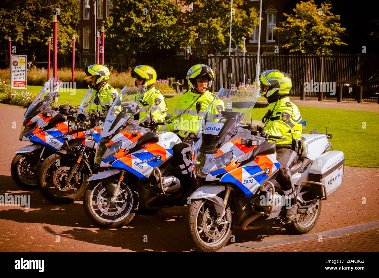 Group Of Police Men On Motors At Amsterdam The Netherlands 19-9-2020 ...