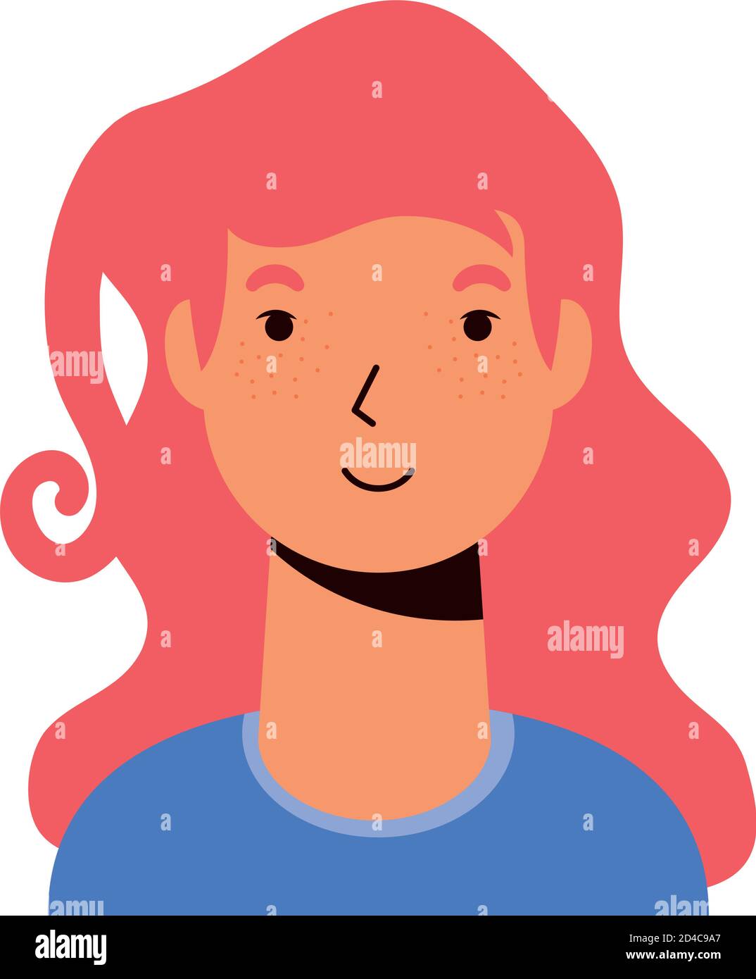 young woman female with red hair character vector flat style design ...