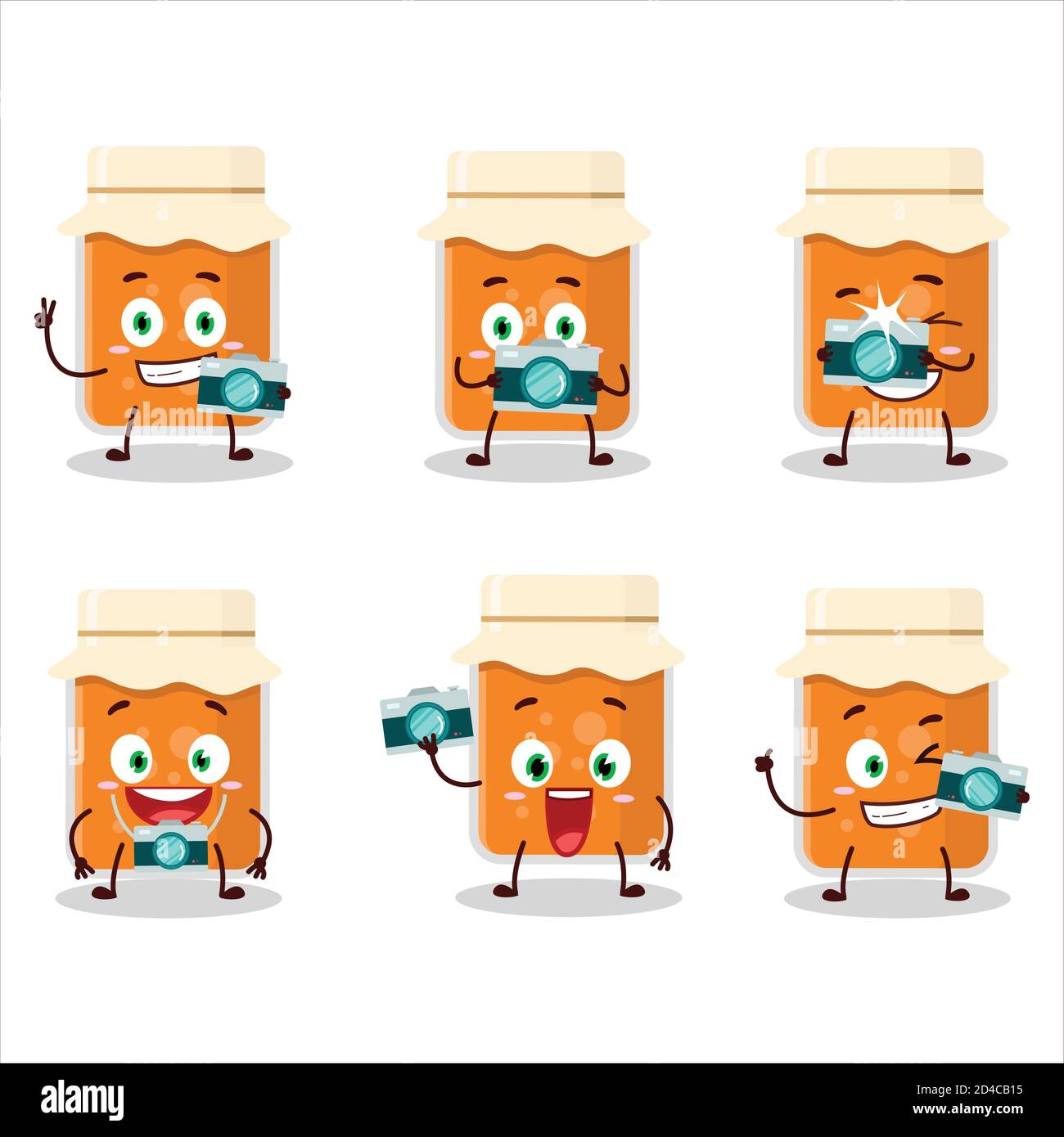 Photographer profession emoticon with apricot jam cartoon character ...