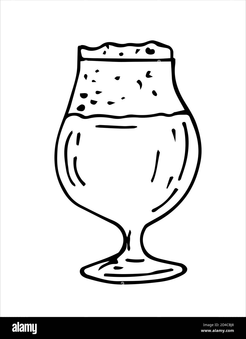 Beer glass, foam on top, outline,Vector illustration,hand drawn. Design ...