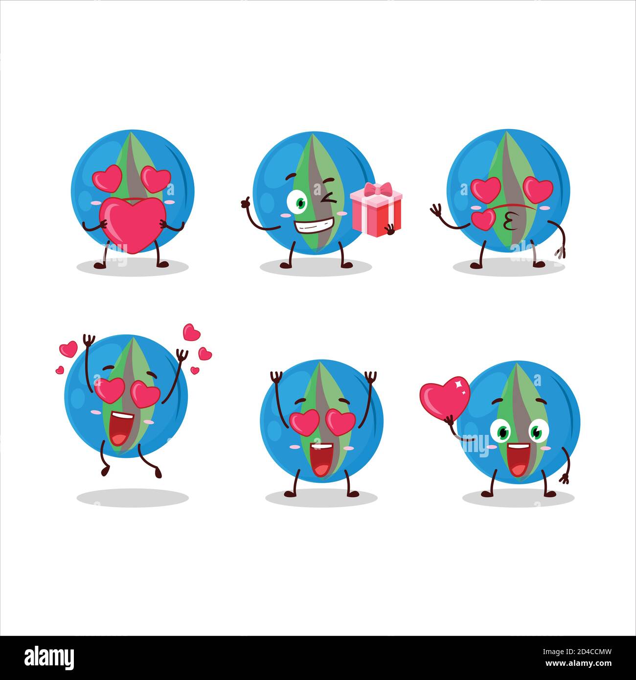 Blue marbles cartoon character with love cute emoticon Stock Vector ...