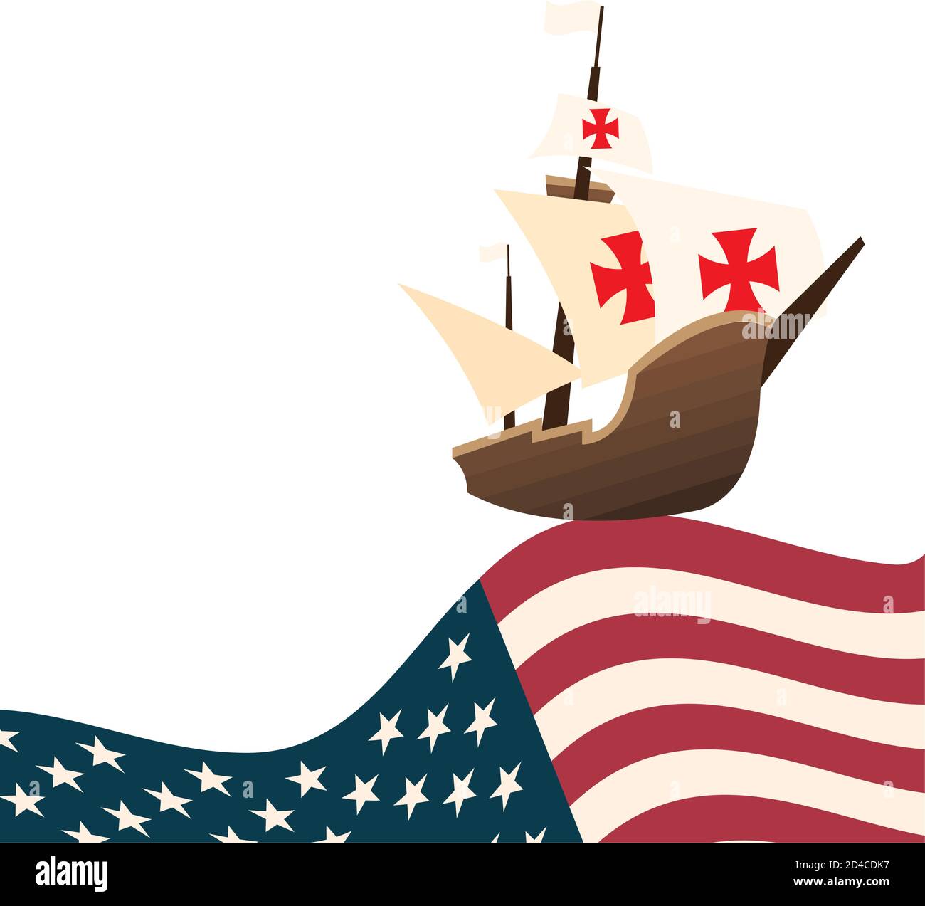 Christopher Columbus ship with usa flag design of america and discovery ...