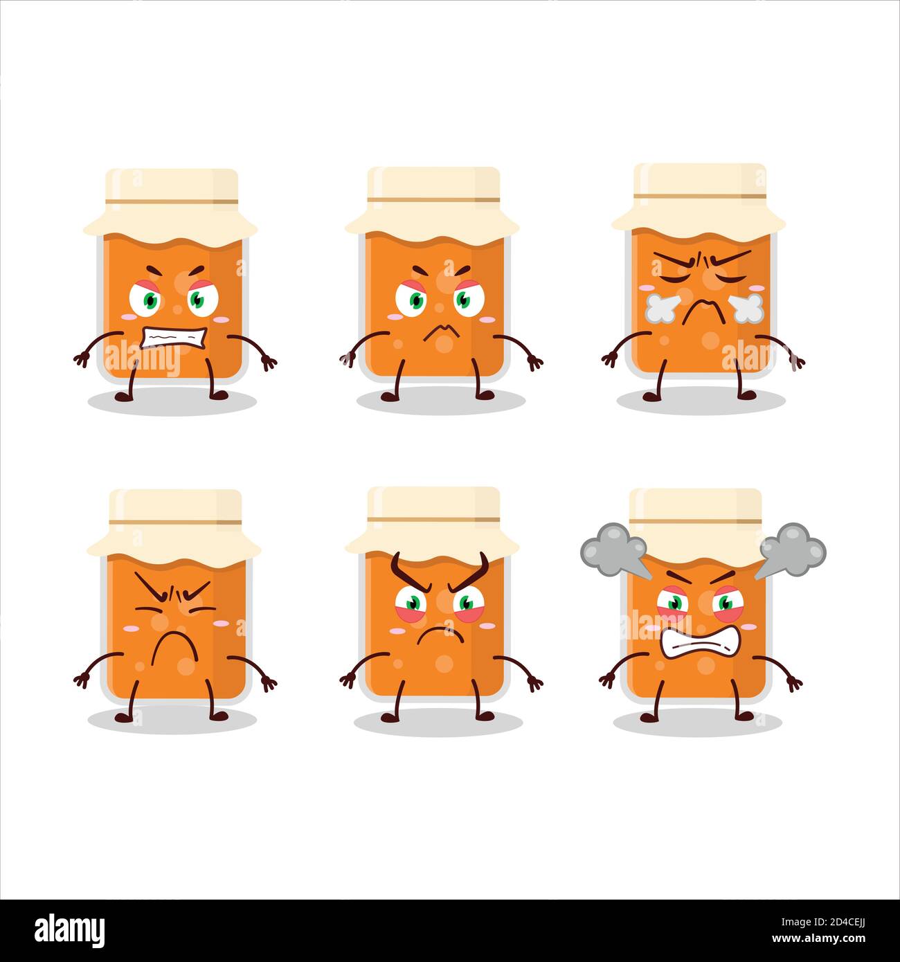Apricot jam cartoon character with various angry expressions Stock ...