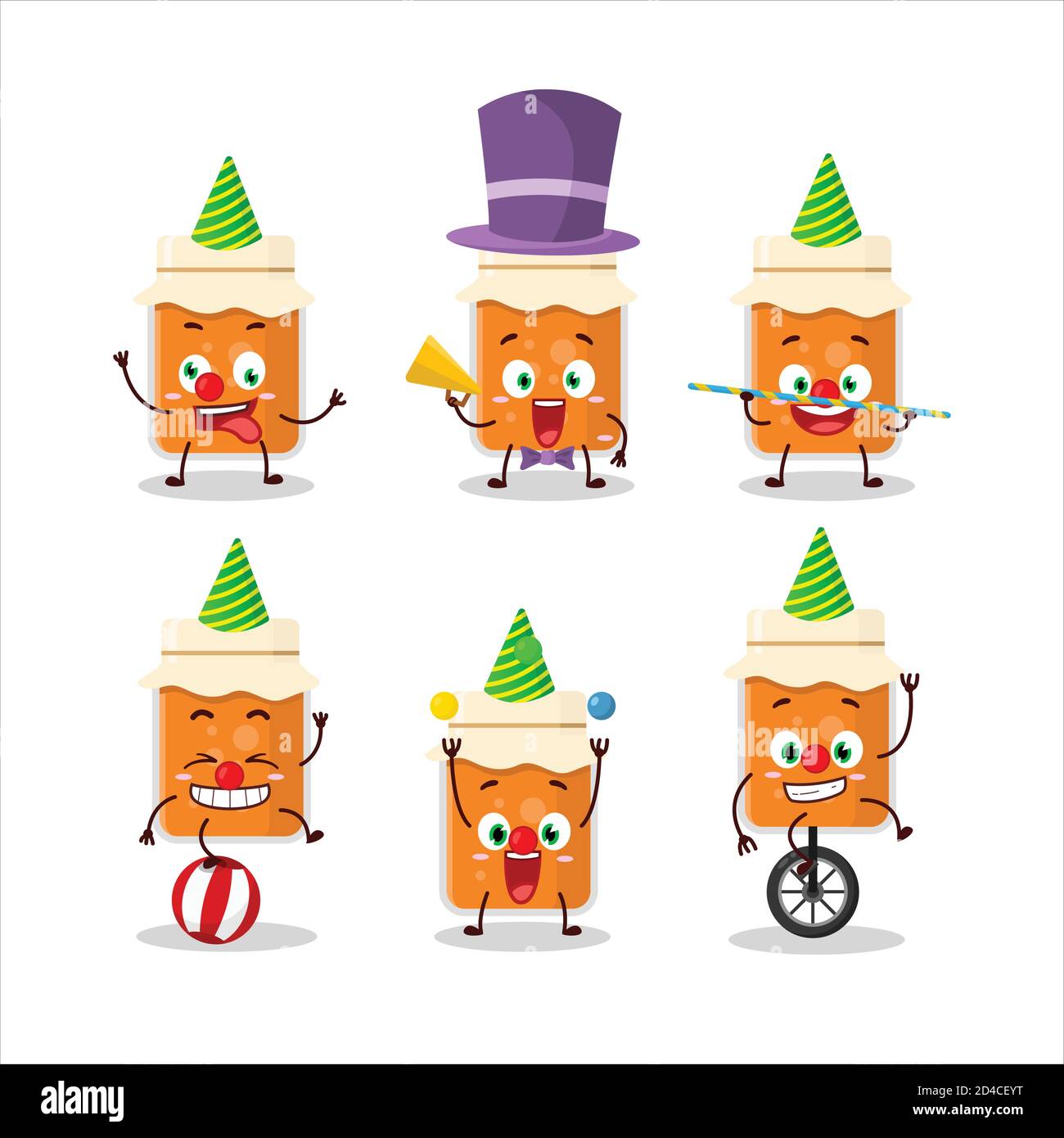 Cartoon character of apricot jam with various circus shows Stock Vector ...