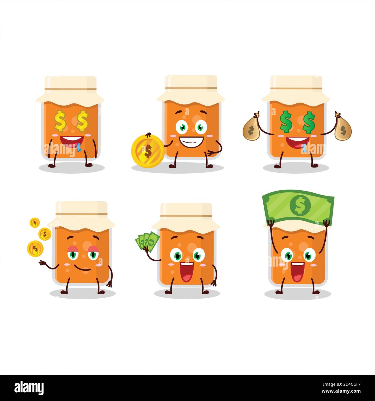 Apricot jam cartoon character with cute emoticon bring money Stock ...