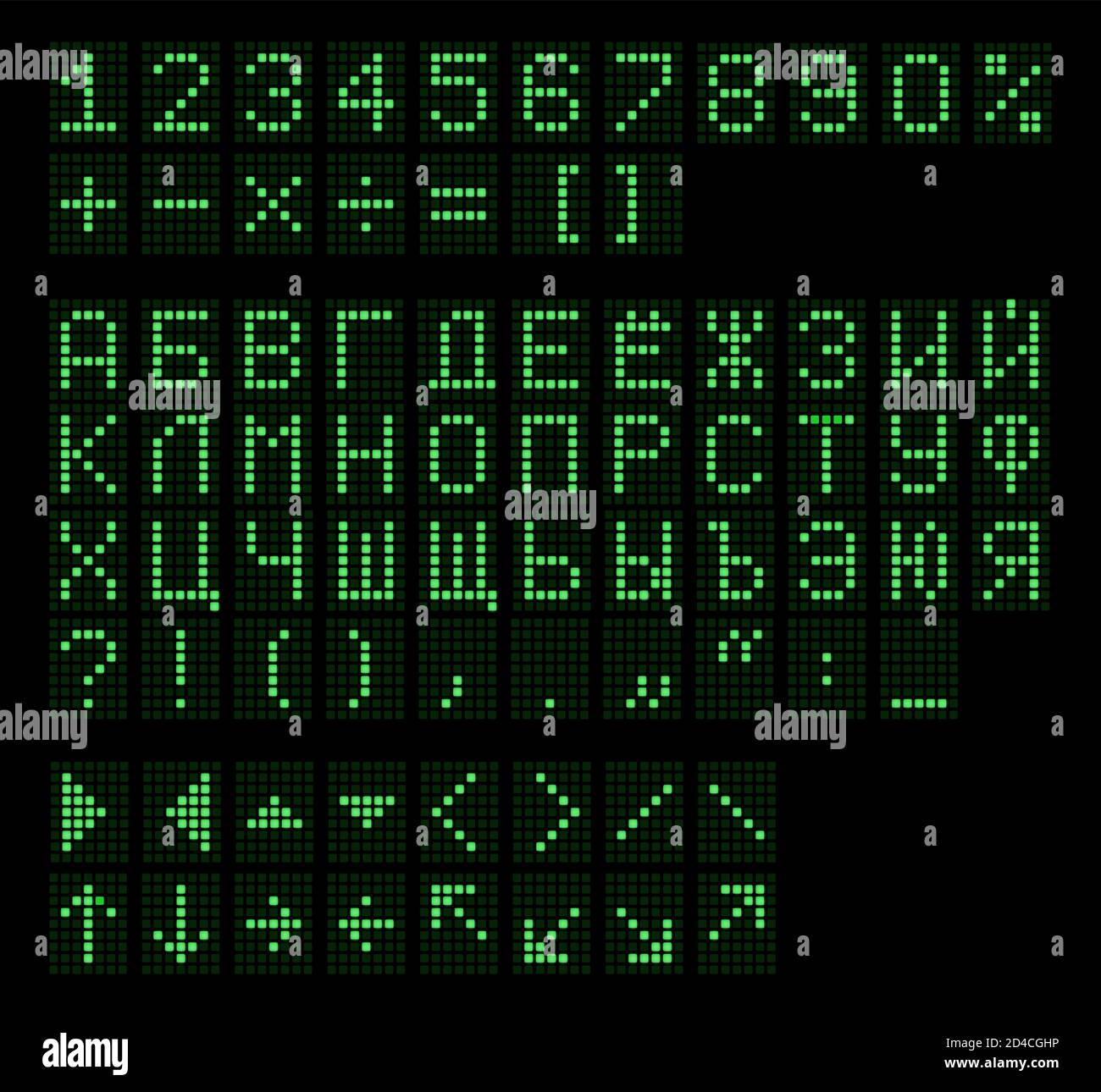 Russian alphabet, numbers, punctuation and spelling marks in the form ...