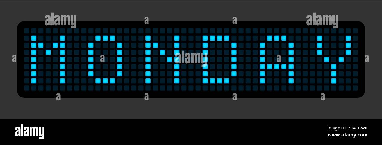 Monday. The name of the day of the week on the glowing electric Board ...