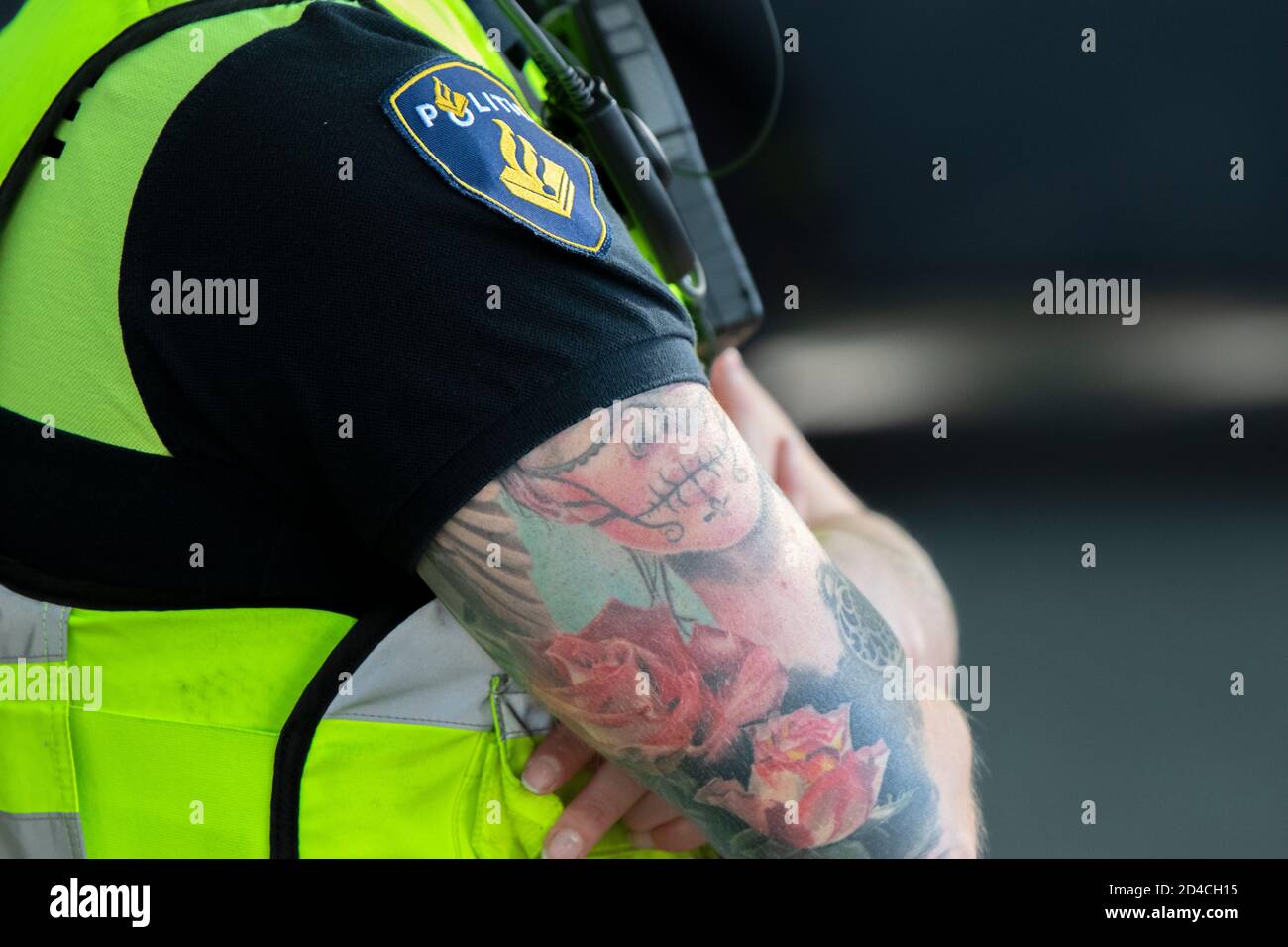 Female Police Woman With Tattoos At Amsterdam The Netherlands 25-9-2020 ...