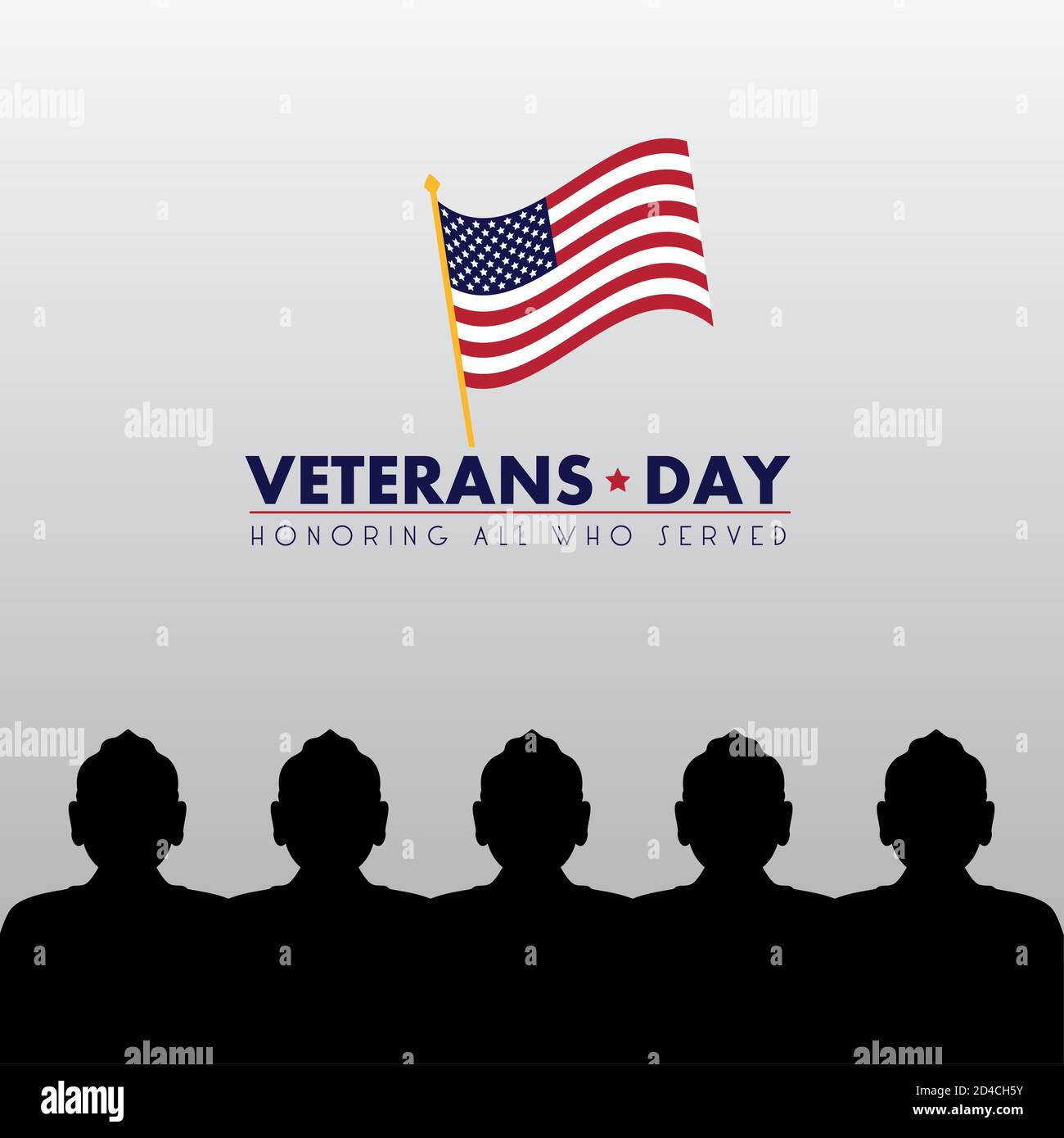 happy veterans day lettering with usa flag and soldiers silhouettes ...
