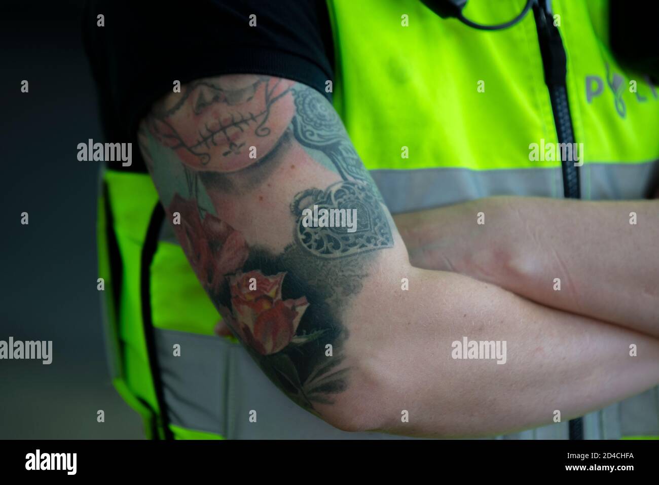 Female Police Woman With Tattoos At Amsterdam The Netherlands 25-9-2020 ...