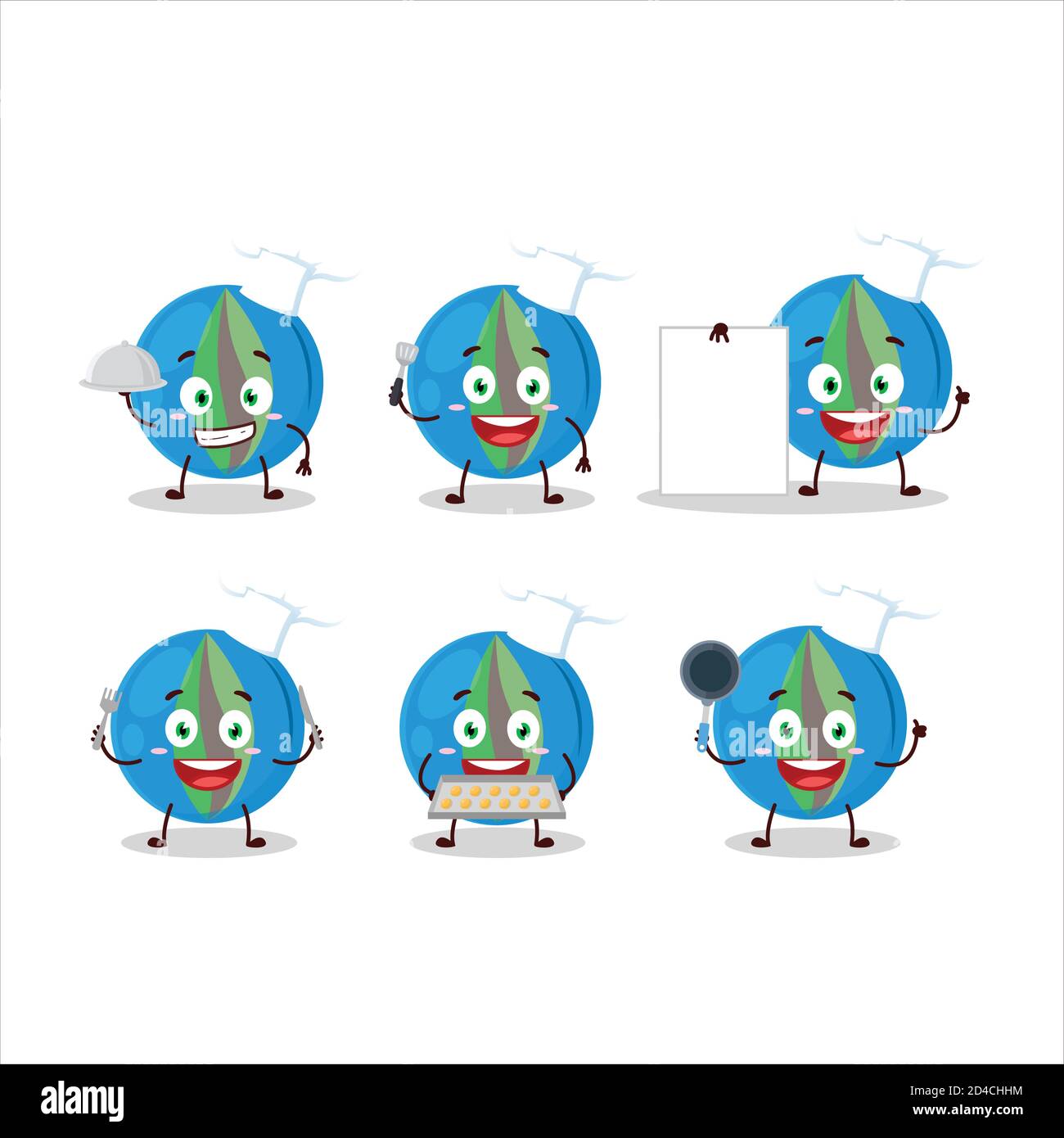 Cartoon character of blue marbles with various chef emoticons Stock ...