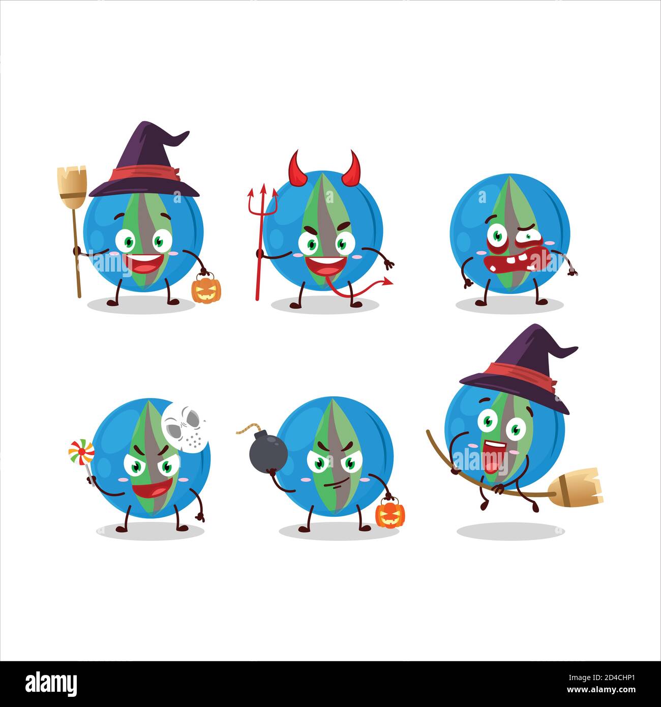 Halloween expression emoticons with cartoon character of blue marbles ...