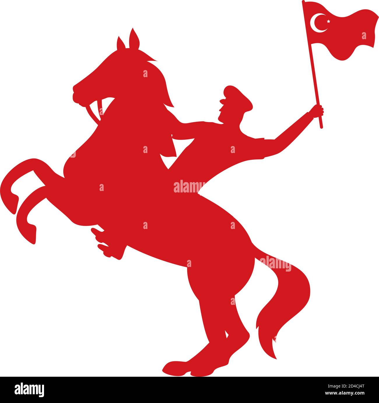turkish military on horse with turkey flag vector illustration design ...