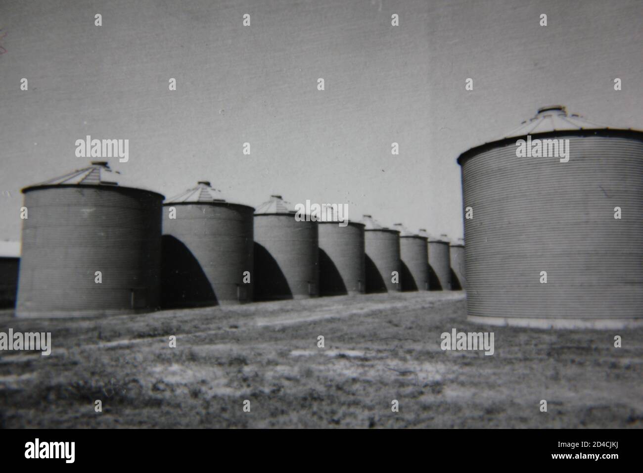 Fine 1970s vintage black and white photography of many storage tanks ...