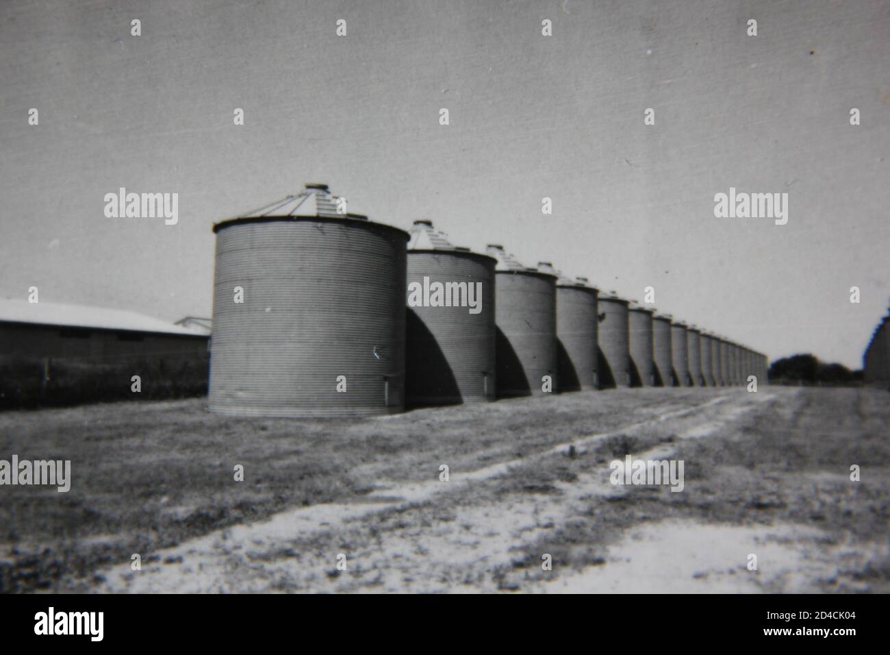 Fine 1970s vintage black and white photography of many storage tanks ...