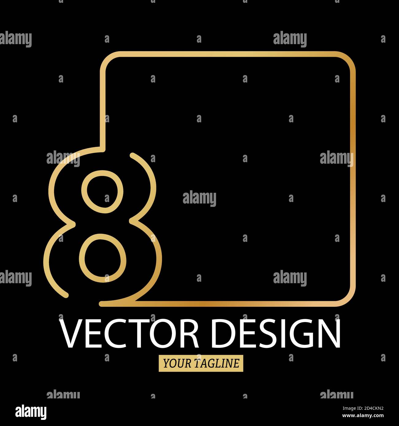 Stylized number 8 with a square border. Vector template for logo, label ...